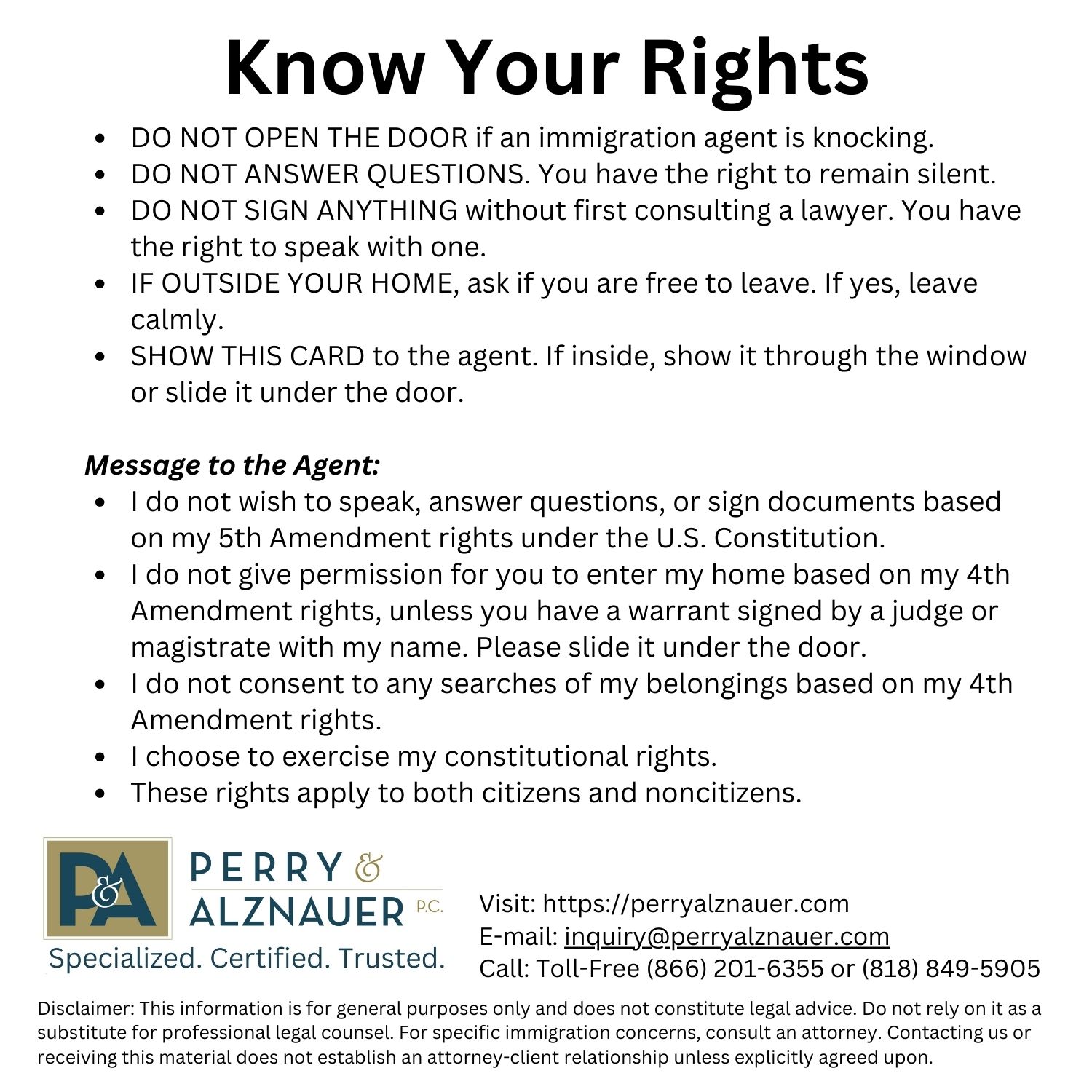 Know Your Rights - John Perry & Associates, P.C.